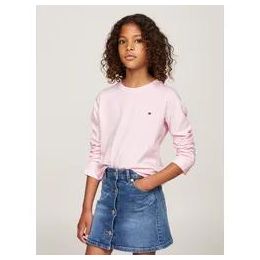 T-Shirt "2PK LS TEE", M&auml;dchen, Gr. 128/134, pink (light pink, wei&szlig;), Jersey, Obermaterial: 100% Baumwolle, Tommy Hilfiger UNDERWEAR, unifarben, k&ouml;rpernah, Rundhals, abgesteppt, Shirts T-Shirt, mit Logostickerei