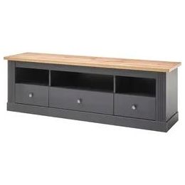 Lowboard OTTO HOME "Westminster", grau (grau dunkel, applikation wotan eiche dekor), B:160cm H:52cm T:40cm, FSC-zertifizierter Holzwerkstoff, Sideboards, Lowboard, im angesagten Landhaus-Look