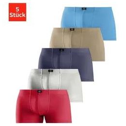 H.I.S. Boxer H.I.S "Boxershorts f&uuml;r Herren", Damen, Gr. 6L, 5 Stk., bunt (rot, blau, marine, khaki, grau, meliert), Jersey, Obermaterial: 95% Baumwolle, 5% Elasthan, unifarben, normal, Unterhosen, aus Baumwolle, Topseller