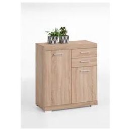 Kommode FMD "Bristol", braun (eichefarben), B:80cm H:89,9cm T:34,9cm, Holzwerkstoff, Sideboards, Kommode, in unterschiedlichen Tiefen, mit Schubladen, Massivoptik