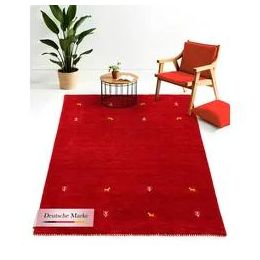 Wollteppich CarpetFine "Gabbeh Uni, auch als L&auml;ufer und Rund erh&auml;ltlich", rot, B:240cm H:15mm L:340cm, Wolle, Teppiche, reine Wolle, handgewebt, Gabbeh Loom Tiermotiv, gro&szlig;e Farbauswahl