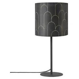 Paco Home Tischleuchte "Luca Pillar", schwarz, &Oslash; 18cm H: 36,5cm, Leuchten, Nacht Mit Schirm Abstrakt Modern Stoffschirm, Tischleuchte