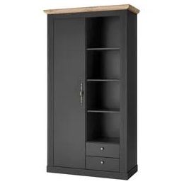 Garderobenschrank OTTO HOME "WESTMINSTER TOPSELLER", grau (dunkelgrau, wotan eiche), B:108cm H:203cm T:46cm, Schr&auml;nke, Garderobenschrank, im romantischen Landhausstil