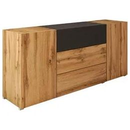 Sideboard Home Affaire "BERLIN", schwarz (eichefarben wotan, graphit schwarz), B:150cm H:66,3cm T:39cm, Sideboards, Sideboard, Moderne grifflose Kommode Breite 150 cm, 4 Schubk&auml;sten/ 2 T&uuml;ren