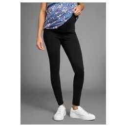 Umstandsleggings Neun Monate "Hose mit extrabreitem Umschlag, 2in1 Optik", Damen, Gr. 44/46, N-Gr, schwarz, Jersey, Obermaterial: 95% Baumwolle, 5% Elasthan, unifarben, Basic, eng lang, Hosen, F&uuml;r Schwangerschaft und Stillzeit