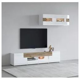 Wohnwand OTTO HOME "Toledo", wei&szlig; (wei&szlig;, wei&szlig; hgl, sanremo), B:209cm, Kastenm&ouml;bel-Sets, Wohnwand