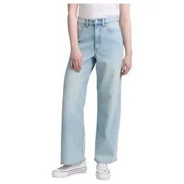 Weite Jeans Tom Tailor DENIM "LINOU", Damen, Gr. L (40), L&auml;nge 30, clean bleached blau denim, Denim/Jeans, Obermaterial: 43% Polyester, 33% Baumwolle, 22% Lyocell, 2% Elasthan, unifarben, weit kn&ouml;chellang, Jeans, im Five-Pocket Style