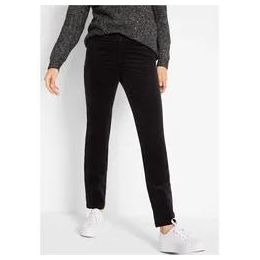 Cordhose bonprix "Stretch-Cordhose, Straight", Damen, Gr. 52, N-Gr, schwarz, Cord, Obermaterial: 98% Baumwolle, 2% Elasthan, unifarben, slim fit lang, Hosen Cordhose, aus Stretch-Material, Slim Fit, mit Eingrifftaschen