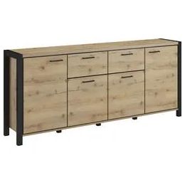 Sideboard Home Affaire "Aktiv", braun (taurus), B:213cm H:91cm T:41cm, Dekorfolie, FSC-zertifizierter Holzwerkstoff, MDF, Sideboards, Sideboard, Breite 213 cm