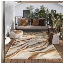 Outdoorteppich Wecon Home "Creek", bunt (beige,gelb,rot), B:300cm H:5mm L:400cm, Polypropylen, Teppiche, Outdoorteppich, L&auml;ufer, f&uuml;r Innen & Au&szlig;en, pflegeleicht, Hoch-Tief Effekt