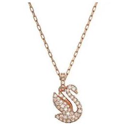 Kette mit Anh&auml;nger Swarovski "Swan Pave Schwan", rosa (ros&eacute;goldfarben, kristallwei&szlig;), Halsketten, Damen, Metall, L: 43, mit Swarovski Kristall