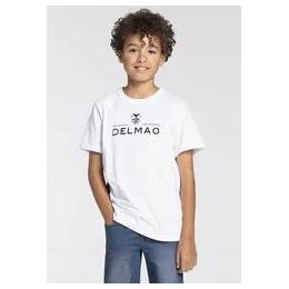 T-Shirt DELMAO "f&uuml;r Jungen", Jungen, Gr. 164/170, wei&szlig;, Single Jersey, Obermaterial: 100% Baumwolle, bedruckt, Basic, Basic, Rundhals, Shirts T-Shirt, Kurzarm, Basic-Design, Rundhalsausschnitt