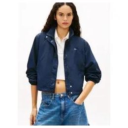 Tommy Hilfiger Outdoorjacke TOMMY JEANS "TJW ESSENTIAL JACKET EXT", Damen, Gr. XS (34), blau (schwarz night navy), Web, Obermaterial: 100% Polyamid, unifarben, bequem kurz, elastischer Bund, Jacken Outdoorjacke, mit kontrastfarbenem Einsatz
