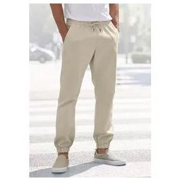 Jogger Pants John Devin "Jogg Pants", Damen, Gr. L (52/54), N-Gr, beige, Web, Obermaterial: 97% Baumwolle, 3% Elasthan, unifarben, bequem lang, Hosen, aus elastischer Baumwoll-Qualit&auml;t