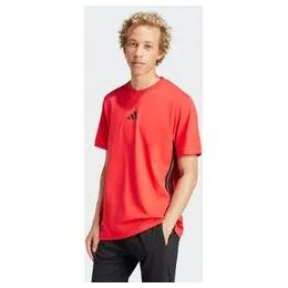 T-Shirt Adidas SPORTSWEAR "M 3S SJ T", Herren, Gr. M, rot (pure ruby, schwarz), Obermaterial: 100% Baumwolle, normal, Rundhals, Shirts T-Shirt, mit Rundhalsausschnitt, aus Baumwolle, weiches Single Jersey