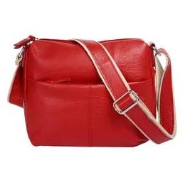 Umh&auml;ngetasche Samantha Look, Damen, Gr. B/H/T: 26cm x 24cm x 5cm onesize, rot, Leder, unifarben, Taschen Umh&auml;ngetasche, echt Leder, Made in Italy