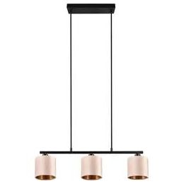 OTTO HOME Pendelleuchte "Jerrett, H&auml;ngeleuchte 3-flammig mit Samtschirm beige / innen gold IP20", beige (beige gold), 3, &Oslash; 12cm H: 150cm, 1 Stk., Leuchten, H&auml;ngelampe Esszimmer h&ouml;henverstellbar bis 150 cm, exkl Leuchtmittel, Pendelleuchte
