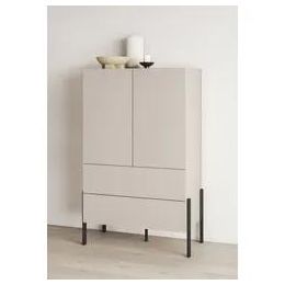 W&auml;scheschrank OTTO HOME "Jukon, moderner griffloser Kleiderschrank, Metallf&uuml;sse, Made in Europe", beige (kaschmir), B:90cm H:150cm T:50cm, FSC-zertifizierter Holzwerkstoff, Melamin, Metall, Schr&auml;nke, Mehrzweckschrank,2 Schubladen, 2 T&uuml;ren, FSC-zertifiziert