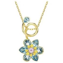Kette mit Anh&auml;nger Swarovski "Schmuck Geschenk Idyllia Anh&auml;nger Blume", gold (gelbgoldfarben, blau, gelb, lila), Halsketten, Damen, Metall, L: 49, mit Swarovski Kristall