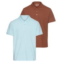 MAN'S WORLD Poloshirt MAN'S WORLD, Herren, Gr. 4XL (68/70), bunt (hellblau, braun), Piqu&eacute;, Obermaterial: 100% Baumwolle, unifarben, Basic, regular fit, B&uuml;ndchen, Shirts, in tollen Farbkombinationen