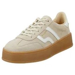 Plateausneaker Gant "Cuzmani", Damen, Gr. 37, leuchtendes beige, sanftes wei&szlig;, Leder, Veloursleder, colorblocking, Schuhe Plateausneaker, Retro Sneaker, Schn&uuml;rschuh, Freizeitsneaker mit Lederfutter