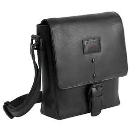 Schultertasche Mustang "Natal", Damen, Gr. B/H/T: 17cm x 21cm x 6cm, schwarz, Leder, Taschen Schultertasche, Men Um&auml;ngetasche, Businesstasche mit Logo-Aufn&auml;her und Nieten