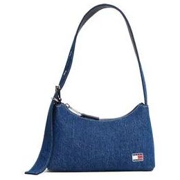 Tommy Hilfiger Schultertasche TOMMY JEANS "TJW COOL DENIM SHOULDER BAG", Damen, Gr. B/H/T: 23cm x 14cm x 8cm, jeansblau, Baumwolle, Lederimitat, Taschen Schultertasche, Damen Minibag, Umh&auml;ngetasche mit Ziern&auml;hten