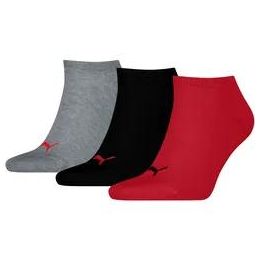 Sneakersocken Puma "Puma UNISEX SNEAKER PLAIN", Herren, Gr. 47-49, bunt (1x rot, 1x grau, meliert, 1x schwarz), Baumwollmischung, meliert, unifarben, Socken Sneakersocken, mit kleinem Logo