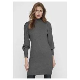Strickkleid Only "ONLKATIA L/S DRESS KNT NOOS", Damen, Gr. XS, N-Gr, grau (dunkelgrau melange), Strick, Obermaterial: 50% Viskose, 27% Nylon, 23% Polyester, meliert, regular fit ca. Mitte Oberschenkel, hoch geschlossener Ausschnitt, Puff&auml;rmel Rippb&uuml;ndchen, Kleider Strickkleid, Viskosemischung