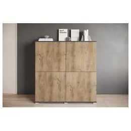 Highboard OTTO HOME "Kenia, moderne grifflose Hochkommode mit 4 T&uuml;ren, Breite 120 cm", grau (matera anthrazit, kastanie breslau), B:120cm H:125cm T:39,5cm, FSC-zertifizierter Holzwerkstoff, Sideboards, Highboard, Push-to-Open-Fronten, h&ouml;henverstellbaren Einlegeb&ouml;den