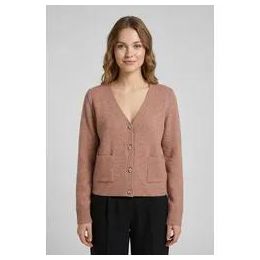 Strickjacke Only "ONLRENE LIFE LS CARDIGAN CC KNT", Damen, Gr. S, mocha mousse detail:melange, sliver button, Strick, Obermaterial: 65% Polyester, 13% Nylon, 13% Polyacryl, 6% Wolle, 3% Elasthan, meliert, regular fit normal, V-Ausschnitt, Strickjacken Strickjacke