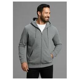 MAN'S WORLD Kapuzensweatjacke MAN'S WORLD, Herren, Gr. 3XL, grau (graumelange), angeraute Sweatware, Obermaterial: 60% Baumwolle, 40% Polyester. Kapuzenfutter: 60% Baumwolle, 40% Polyester, meliert, Basic, normal, angesetztes B&uuml;ndchen, Sweatjacken, mit Taschen, Topseller