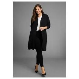 Longstrickjacke LAURA SCOTT CURVE, Damen, Gr. 56/58, schwarz, Feinstrick, Obermaterial: 95% Viskose, 5% Elasthan, unifarben, Basic, figurumspielend kniebedeckend, tiefer V-Ausschnitt, Strickjacken Longstrickjacke, aus weichem, angenehmem flie&szlig;endem Jerseymaterial - GROSSE GR&Ouml;SSE