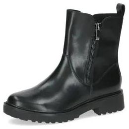 Chelseaboots Caprice, Damen, Gr. 38, schwarz, Leder, Schuhe Chelseaboots, Blockabsatz, Stiefelette mit Zierrei&szlig;verschluss au&szlig;en