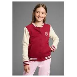 Sweatjacke Kangaroos "College-Jacke", M&auml;dchen, Gr. 176/182, bordeaux, beigemeliert, angeraute Sweatware, Obermaterial: 100% Baumwolle. Obermaterial &Auml;rmel: 65% Polyester, 35% Baumwolle, bedruckt, Basic h&uuml;ftlang, B&uuml;ndchen, Sweatjacken Sweatjacke, mit Kragen