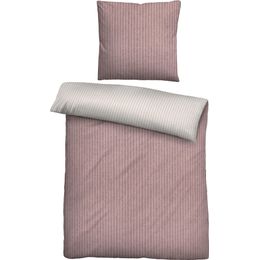 Wendebettw&auml;sche Biberna "Tillmann", rosa (rose), B/L: 155cm x 200cm, 1 Stk., 1 Stk., Flanell, B/L: 80cm x 80cm, 2 Stk., Flanell, Obermaterial: 100% Baumwolle, Bettw&auml;sche, Wendebettw&auml;sche, kuschelig warm im Winter, gestreifte Bettw&auml;sche mit Wendeoptik