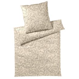 Bettw&auml;sche Elegante "Floral", beige, B/L: 135cm x 200cm, 1 Stk., 1 Stk., Mako-Satin, B/L: 80cm x 80cm, 2 Stk., Mako-Satin, Obermaterial: 100% Baumwolle, Bettw&auml;sche, Bettw&auml;sche, angenehmes Hautgef&uuml;hl