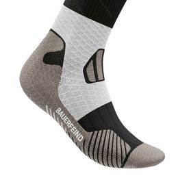 Laufsocken Bauerfeind "Trail Run Compression Socks", Damen, Gr. 46-49, schwarz (carbon schwarz), Polyamid, unifarben mit Farbeinsatz, elastisch, Socken
