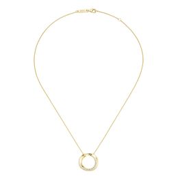 Collier "Mittelteil rund, gedreht, mit wei&szlig;en Zirkonia, Silber 925", gold, Giorgio Martello MILANO, Halsketten, Damen, 45cm, Silber 925 (Sterlingsilber), Collier