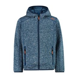 Strickfleecejacke CMP "KID JACKET FIX HOOD", Jungen, Gr. 164, midnight, car, Strick, Obermaterial: 100% Polyester, hoch geschlossener Ausschnitt, eingefasste Kante, Jacken, sportlicher Stil, w&auml;rmendes und atmungsaktives Material