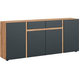 Sideboard Home Affaire "Morongo", eiche kraft gold, anthrazit kosmos, B:200,7cm H:86cm T:39,6cm, Holzwerkstoff, MDF, Sideboards, Sideboard, Breite ca. 201 cm
