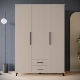 Kleiderschrank OTTO HOME "Lagos, Garderobe Schlafzimmerschrank W&auml;scheschrank Bestseller", congo, B:134cm H:195,8cm T:51cm, FSC-zertifizierter Holzwerkstoff, Schr&auml;nke, Kleiderschrank, Moderner Dreht&uuml;renschrank, Breite 134 cm, 3 T&uuml;ren, 2 Schubladen