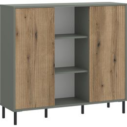 Highboard Home Affaire "Pozzi", grau, gr&uuml;n, coast evoke eiche, B:111,6cm H:105,2cm T:40cm, MDF, PVC, Spanplatte, Sideboards, Highboard, H&ouml;he ca.105 cm