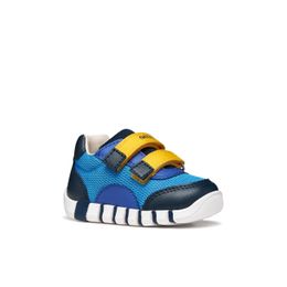 Lauflernschuh Geox "B IUPIDOO BOY", Baby, Gr. 25, blau, Lederimitat, Mesh, Schuhe Lauflernschuh, Babyschuh mit Logoschriftzug, Gr&ouml;&szlig;enschablone zum Download