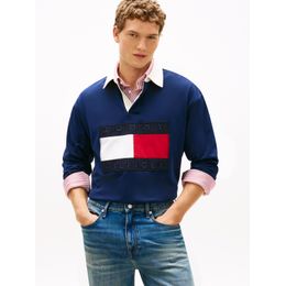 Sweatshirt Tommy Hilfiger "FLAG RUGBY", Herren, Gr. L, carbon navy, Sweatshirts Sweatshirt, Regular fit mit Polokragen Poloshirt Iconic Retro