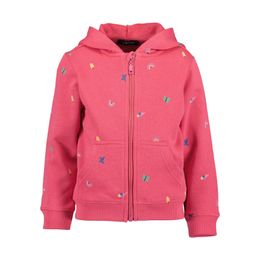Kapuzensweatjacke Blue Seven, M&auml;dchen, Gr. 110, pink ao, Sweatware, Obermaterial: 80% Baumwolle, 20% Polyester, bedruckt, Basic normal, Rundhals, Rippb&uuml;ndchen, Sweatjacken, allover bedruckt