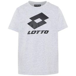 Print-Shirt Lotto, M&auml;dchen, Gr. 146/152, grau (high, rise), 95% Baumwolle, 5% Viskose, meliert, normal, Rundhals, gerader Abschluss, Shirts, - mit angesagtem Crewneck