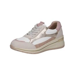 Sneaker Caprice "Caprice Sneaker Leder", Damen, Gr. 37, wei&szlig;, gold, Leder, Schuhe Sneaker