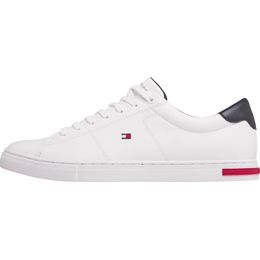 Sneaker Tommy Hilfiger "ESSENTIAL LEATHER DETAIL VUL", Herren, Gr. 41, wei&szlig;, Leder, Schuhe Sneaker, Freizeitschuh, Halbschuh, Schn&uuml;rschuh mit gepolstertem Schaftrand