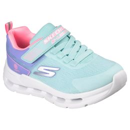 Sneaker Skechers "GLIDE-STEP LIGHTS", Damen, Gr. 33, hellblau, multi, Lederimitat, Textil, kontrastfarbene Details, Schuhe Sneaker, Halbschuh mit Glide Step, Gr&ouml;&szlig;enschablone zum Download